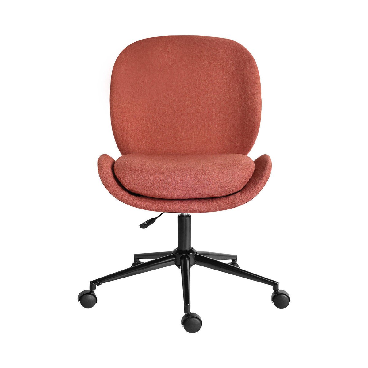 La Bella Earthy Red Office Desk Chair - Linen Fabric Armless Swivel ...