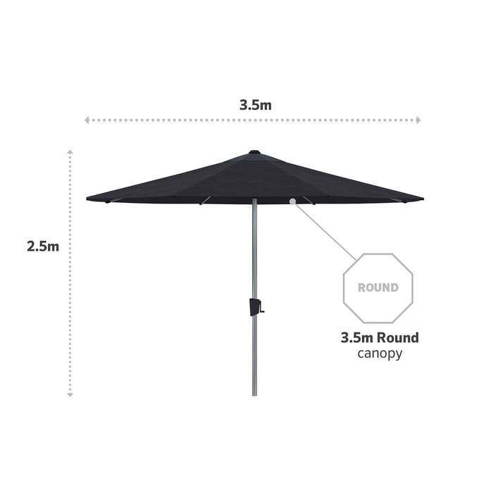 Coolaroo 3.5m Black Round Bronte Market Umbrella - Bunnings Australia