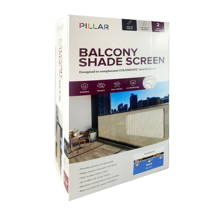Pillar Products 0.9 x 6m Surfmist 85% Balcony Screen - Bunnings Australia