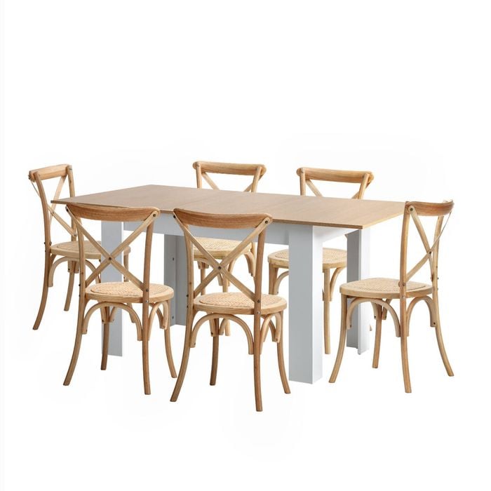 Oikiture 7PCS Dining Set 160cm Extendable Dining Table with Dining ...
