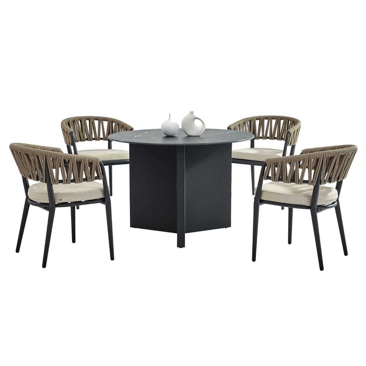 FurnitureOkay Vegas 5-Piece Rope Outdoor Dining Setting - Bunnings ...