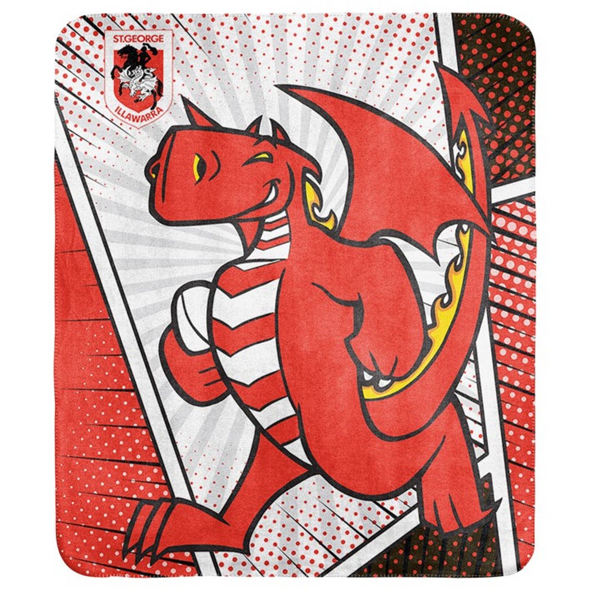 St George Illawarra Dragons NRL Coral Fleece Mascot Design Rug Blanket ...