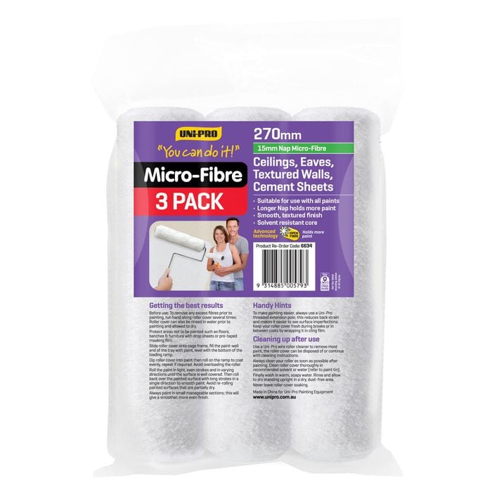 UNi-PRO 270mm 15mm Nap You Can Do It Microfibre - 3 Pack - Bunnings Australia