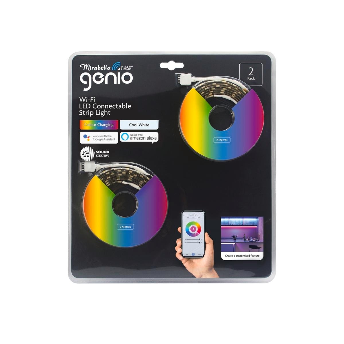 Mirabella 2m Genio Smart Strip Light - 2 Pack - Bunnings Australia