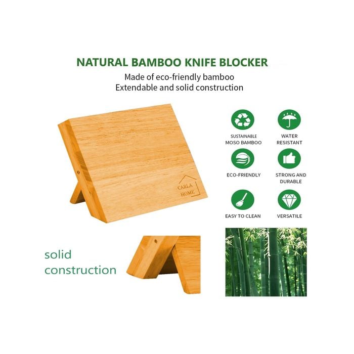 Natural Bamboo Magnetic Knife Block Holder With Strong Magnets ...