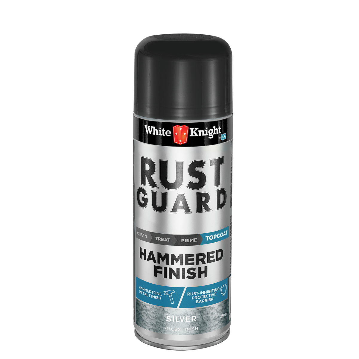 White Knight Rust Guard 350g Silver Gloss Hammered Finish Spray Paint ...