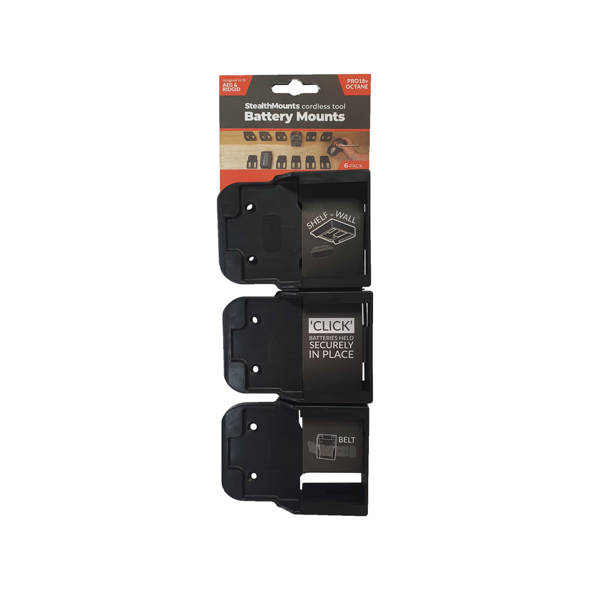 StealthMounts Black Battery Mounts - 6 Pack - Bunnings New Zealand