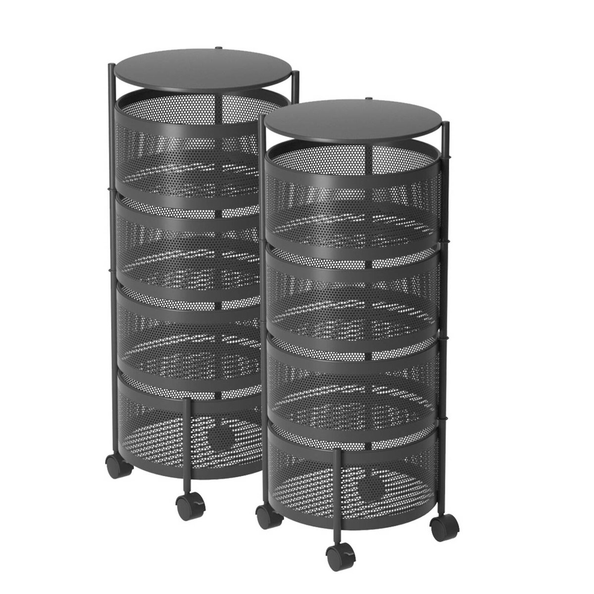 SOGA 2X 4 Tier Steel Round Rotating Carts with Wheels - Bunnings Australia