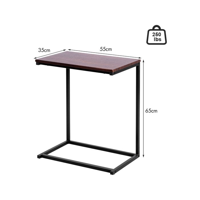 Costway C-Shape Side Table Metal Frame Modern Brown - Bunnings Australia