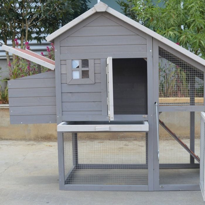 YES4PETS Grey Large Chicken Coop Rabbit Hutch Ferret Guinea Pig Cage ...