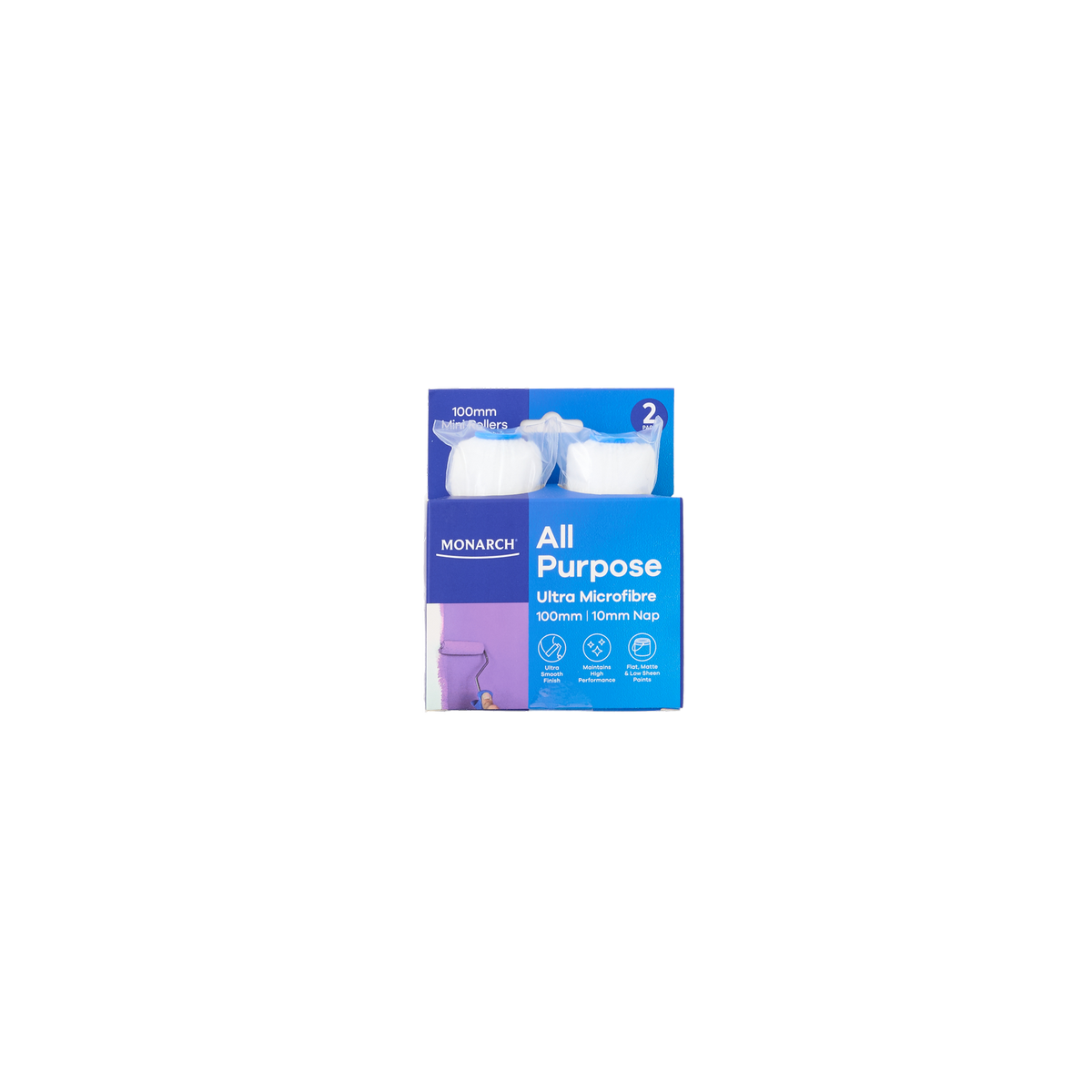 Monarch 100mm 10mm Nap All Purpose Mini Rollers - 2 Pack - Bunnings ...