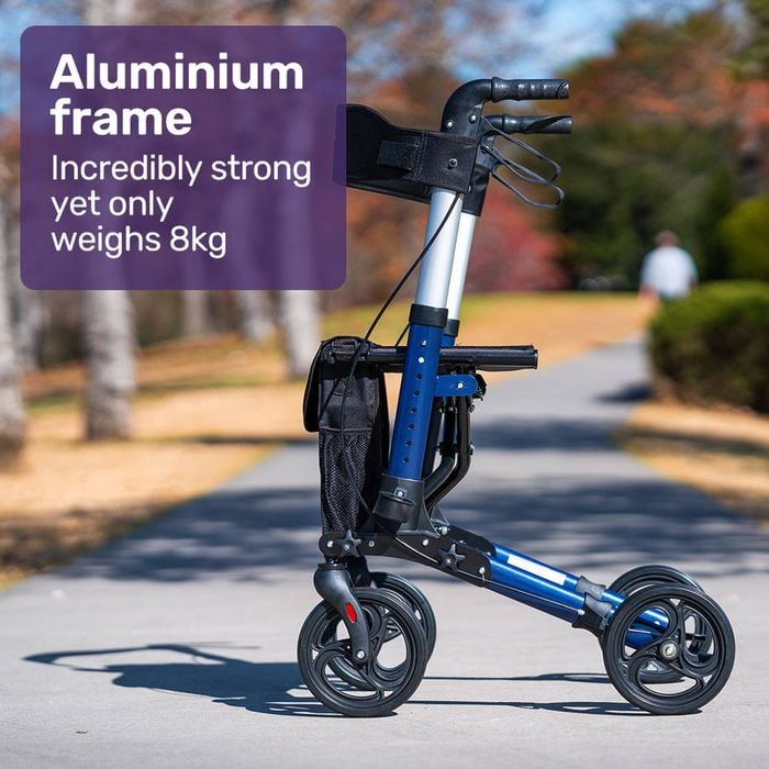 EQUIPMED Foldable Aluminium Walking Frame Rollator with Bag and Seat ...