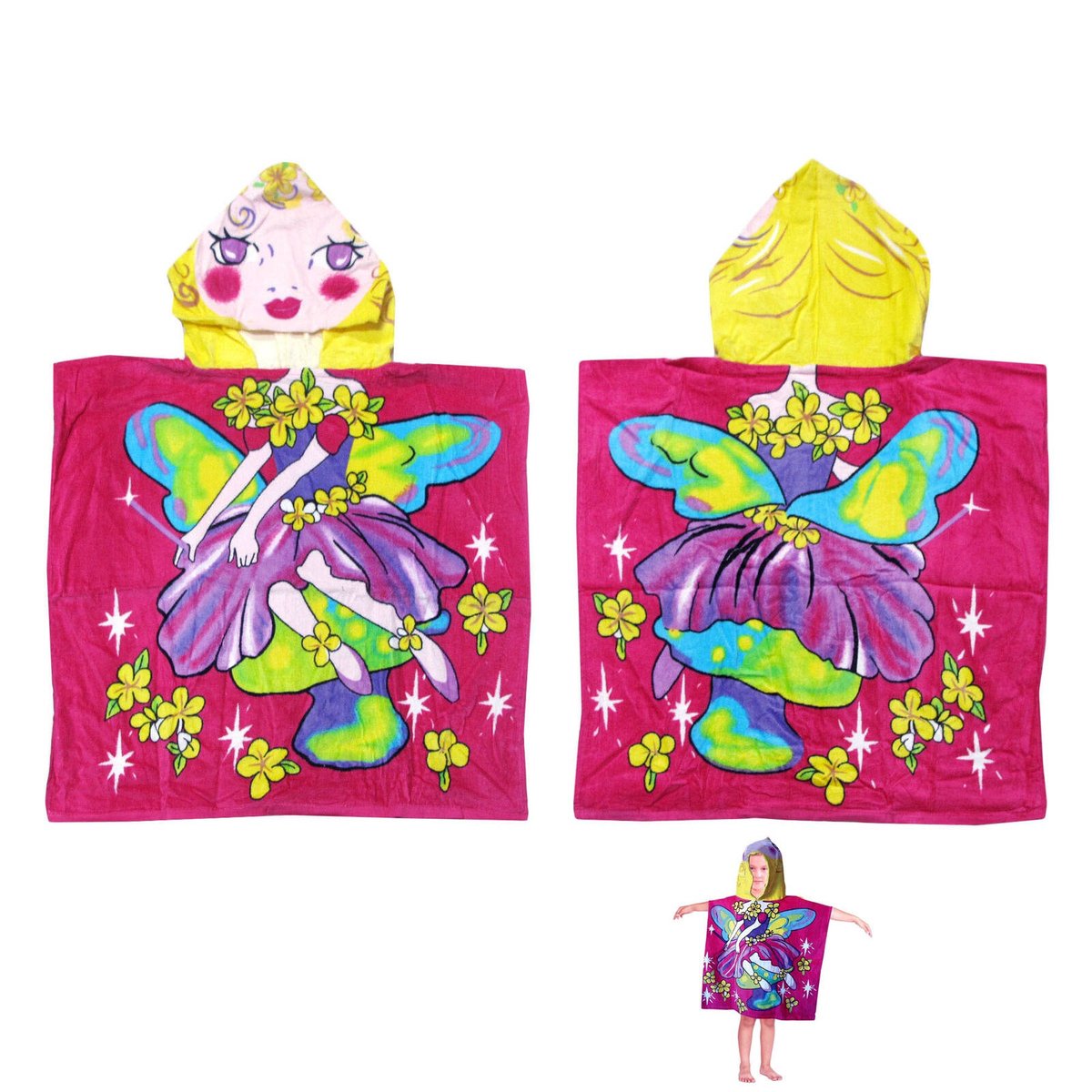 Cute Kids Cotton Hooded Towel Poncho 60 x 120 cm Fairy - Bunnings Australia