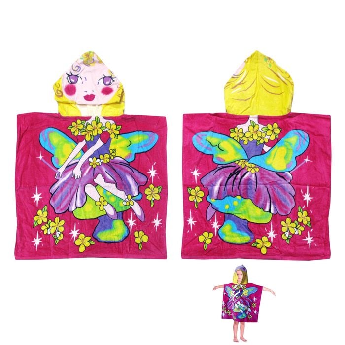 Cute Kids Cotton Hooded Towel Poncho 60 x 120 cm Fairy - Bunnings Australia