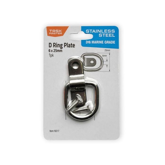 Taskmaster 6 x 25mm 316 Stainless Steel D Ring Plate - Bunnings Australia