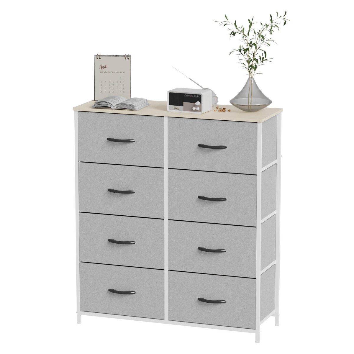 Advwin 8 Chest Of Drawers Storage Cabinet Fabirc Drawers Light Grey ...