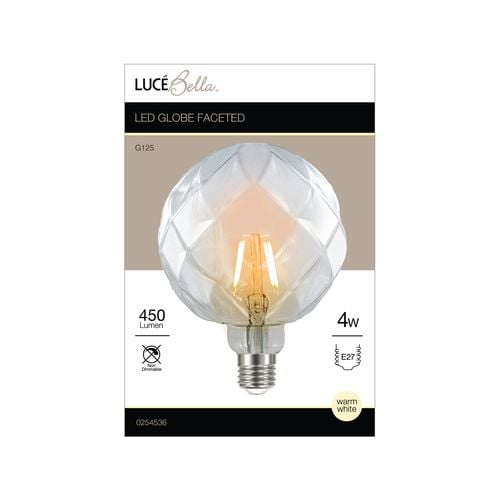Luce Bella G125 Faceted E27 LED 450lm Warm White 4W Globe - Bunnings ...