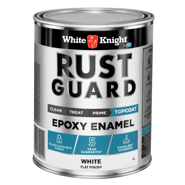 White Knight 1L White Flat Rust Guard Epoxy Enamel Paint - 1L ...