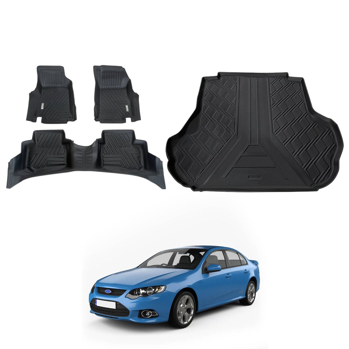 AUSGO Floor Mats & Boot Liner Set for Ford Falcon FG ecoLPi Series 2008 ...