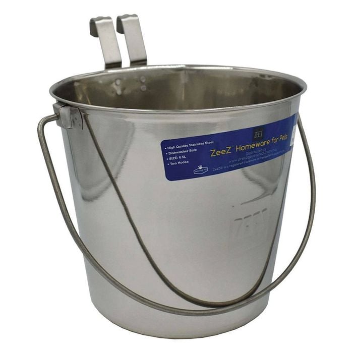 Zeez Stainless Steel Flat Sided Bucket Pail w/ Two Hooks 5.5L ...