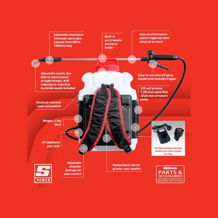Silvan 12L Rechargeable Backpack Sprayer - Bunnings Australia
