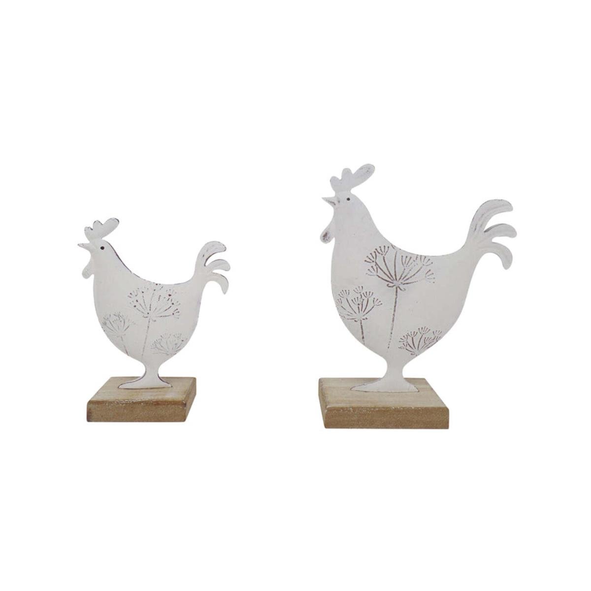Willow & Silk Set of 2 Flora Rooster Tabletop Decor - Distressed White ...