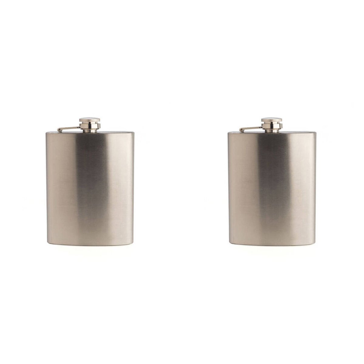 2PK Plain Flask 8Oz Classic Stainless Steel Silver Durable Hip ...