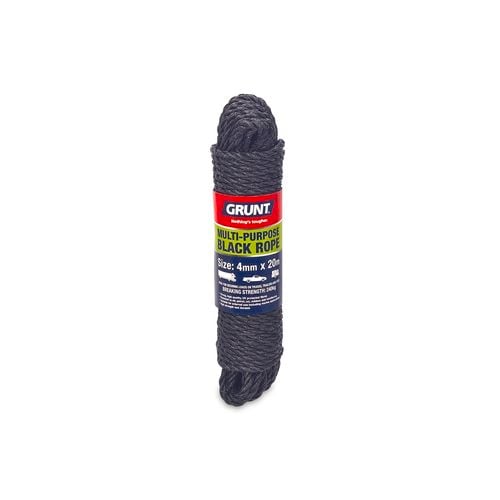 Grunt 4mm x 20m Black Multi Purpose Rope - Bunnings Australia