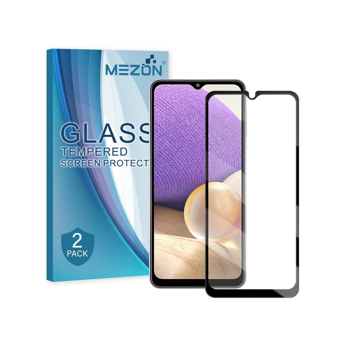 2 Pack MEZON Samsung Galaxy A22 5G (6.6") Full Cover Tempered Glass ...
