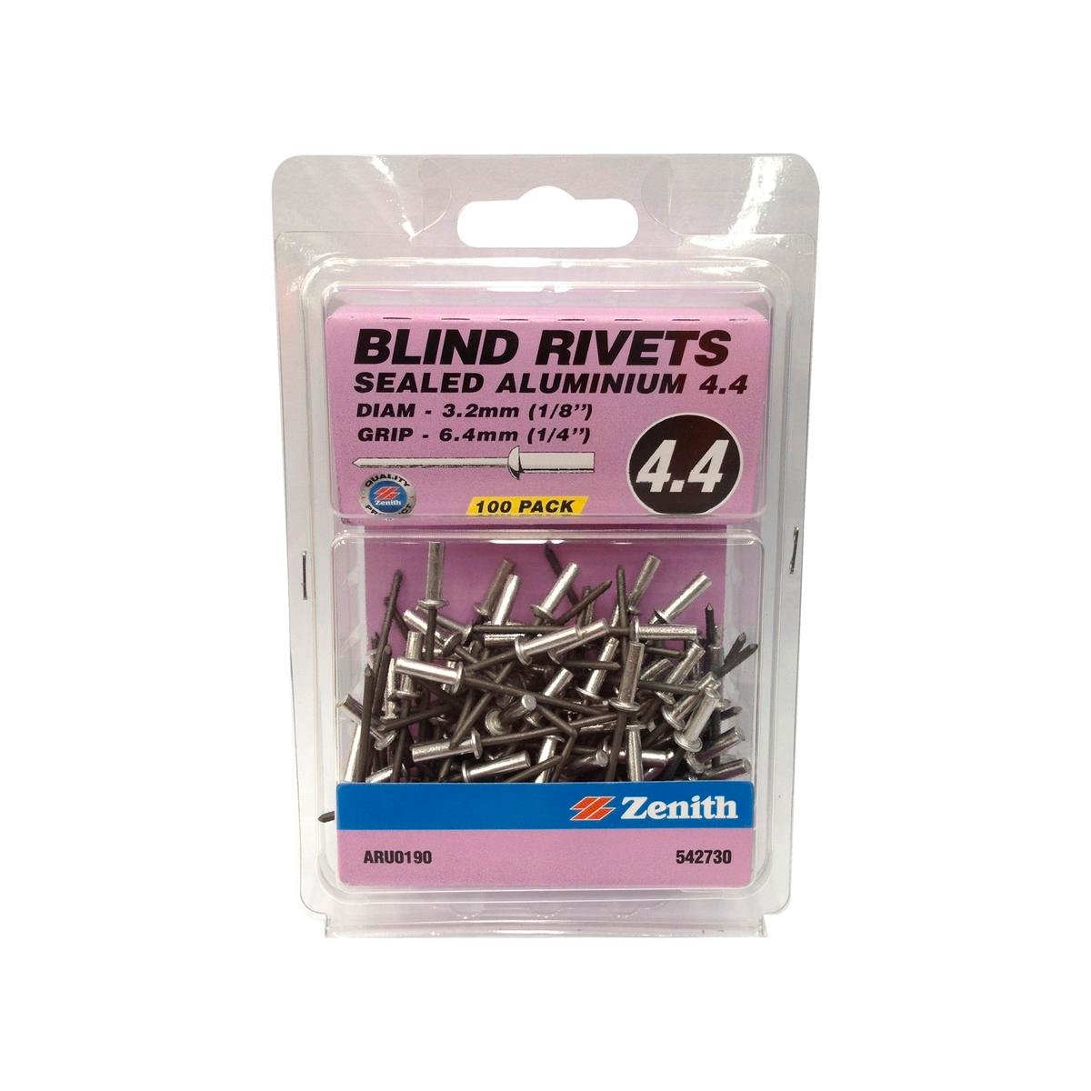 Zenith Blind Rivet Sealed Alum 1/8"D x 1/4"G 100pk - Bunnings New Zealand