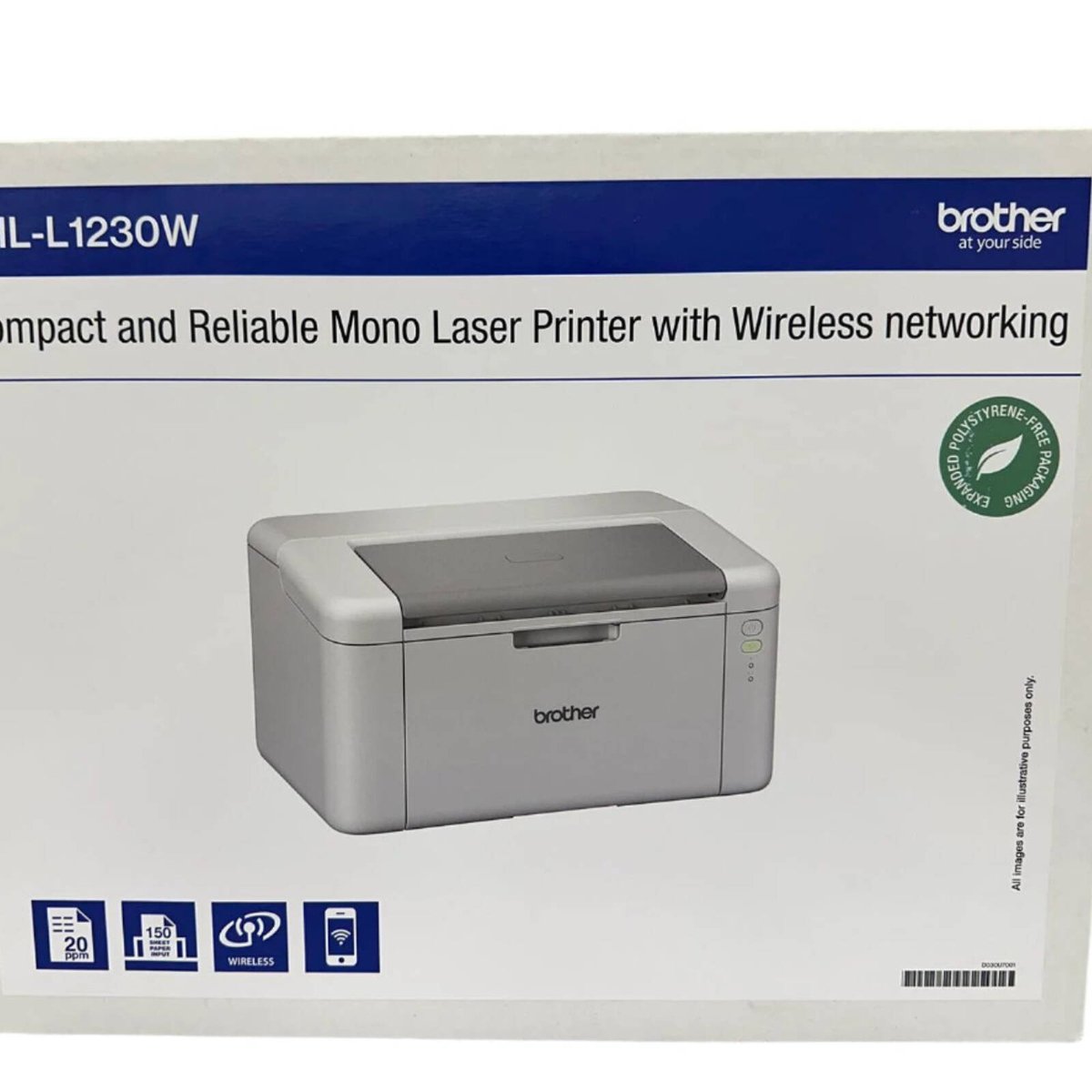 Brother HL-L1230W A4 Wireless Compact Mono Laser Printer 20PPM TN1170 ...