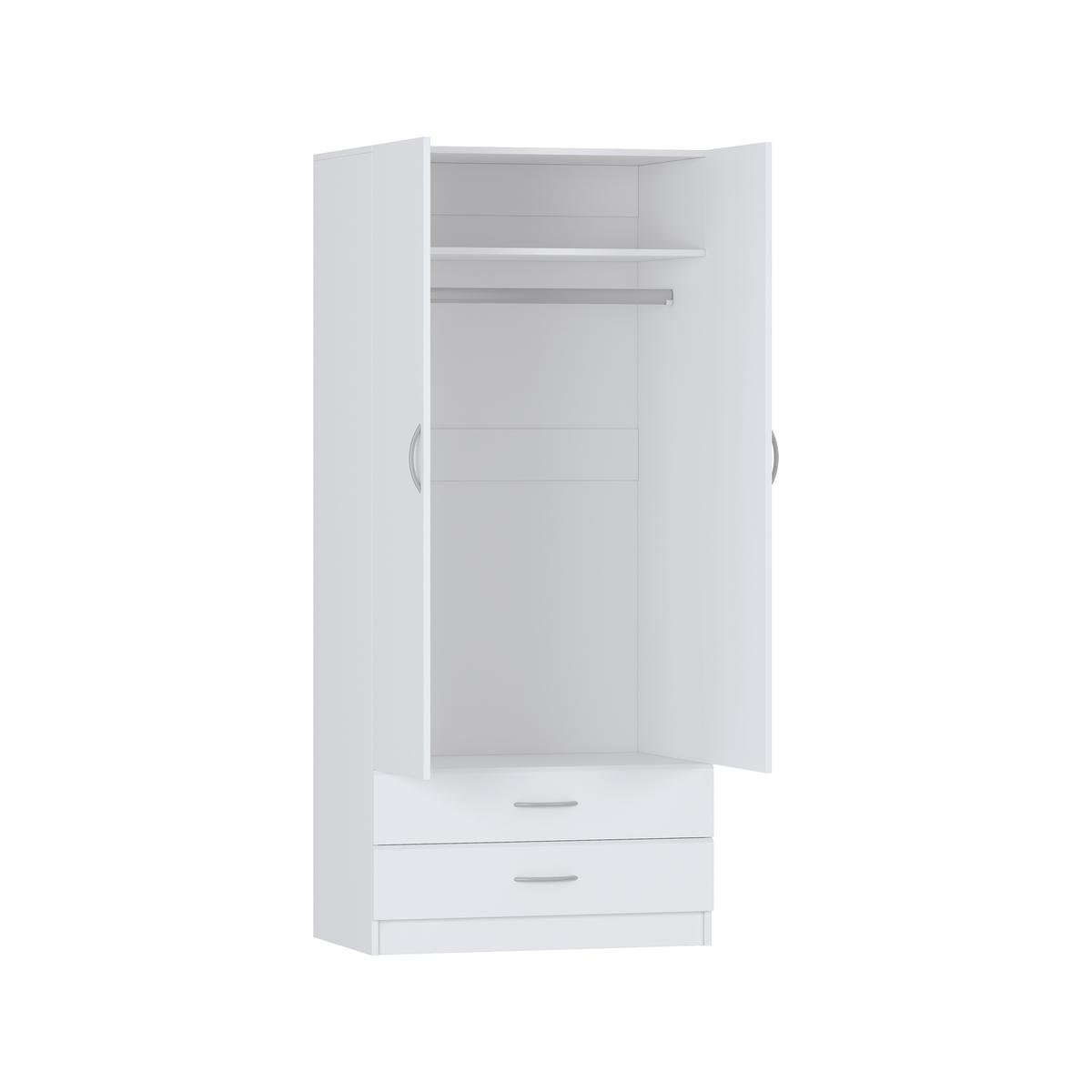 Practa 800mm White 2 Door 2 Drawer Robe - Bunnings Australia