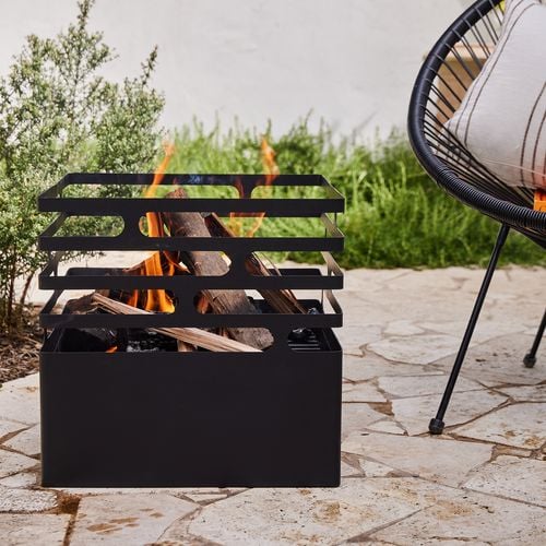 Glow Black Cube Fire Pit - Bunnings Australia