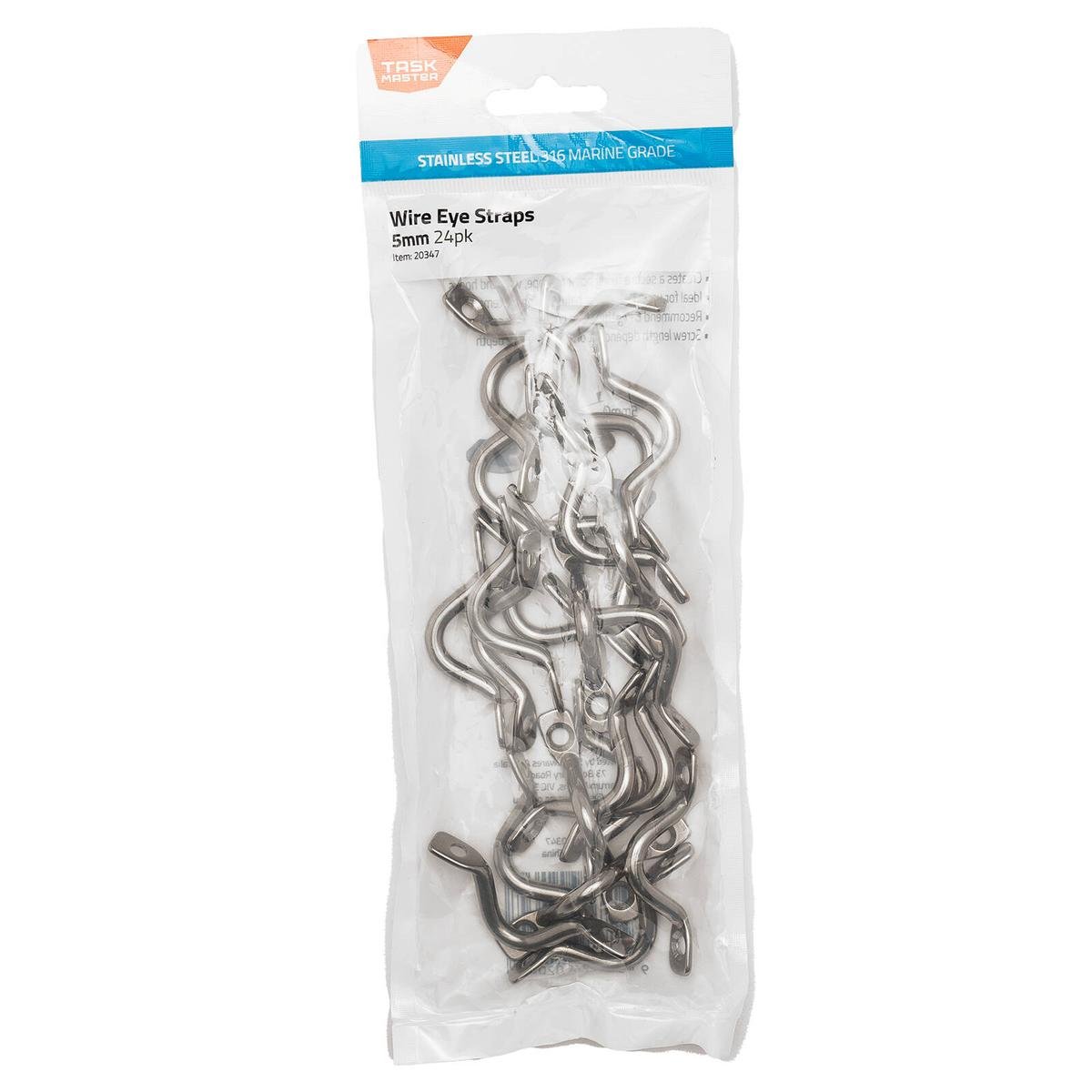 Taskmaster 5mm 316 Stainless Steel Wire Eye Strap - 24 Pack - Bunnings ...