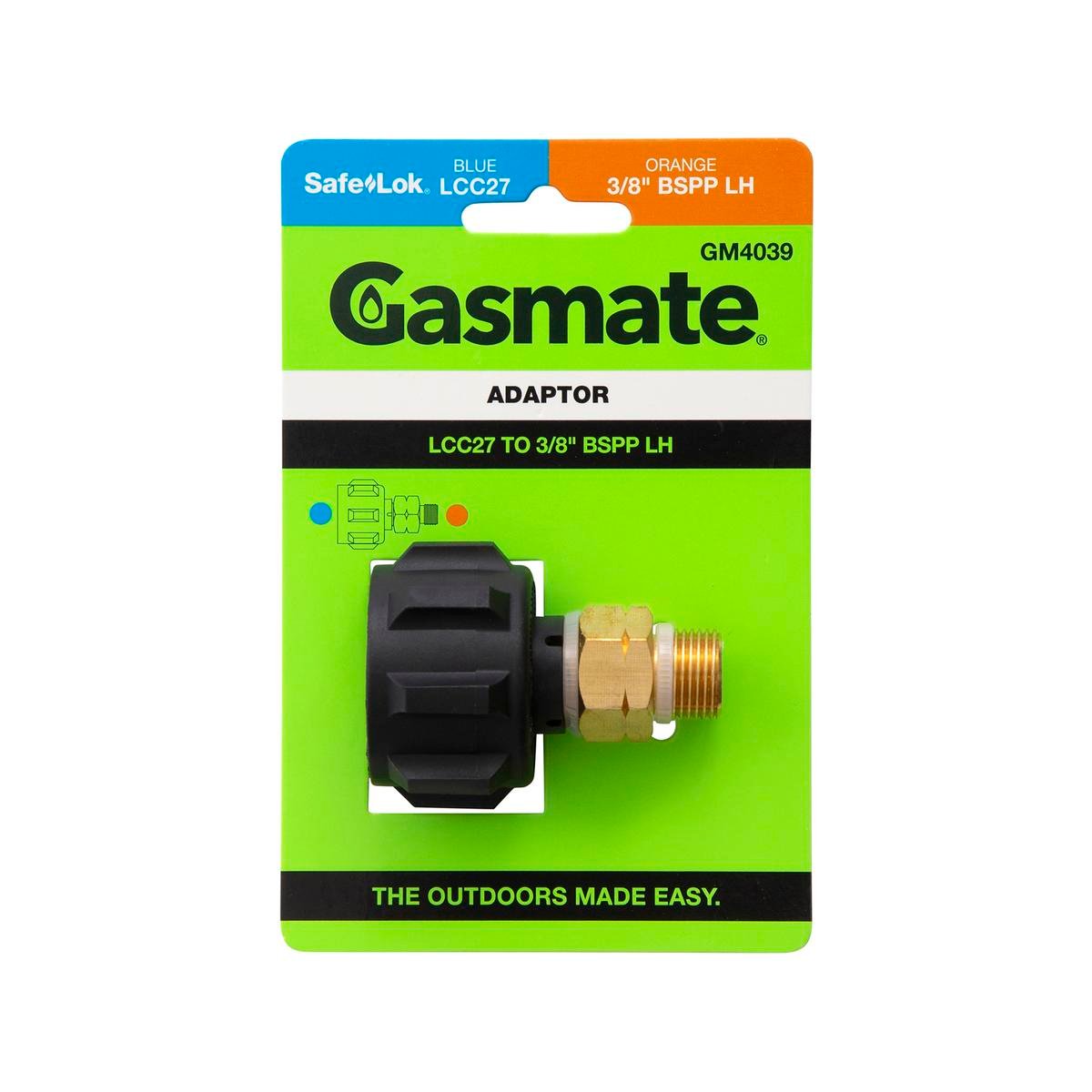Gasmate Adaptor - LCC27 to 3/8" BSPP LH - Bunnings Australia