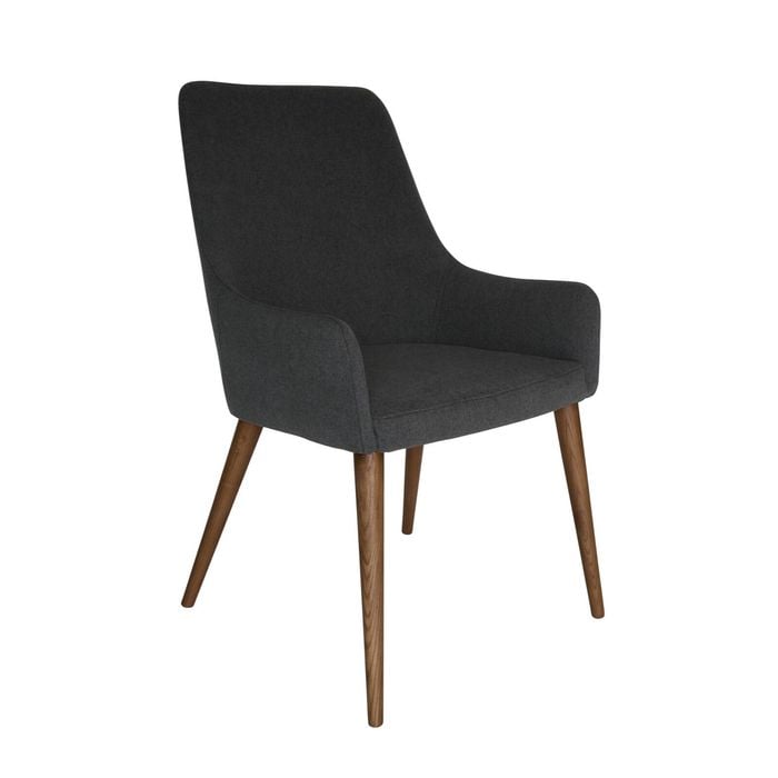 SKDL Rio Dining Chair Dark Grey Fabric Walnut Legs - Bunnings Australia