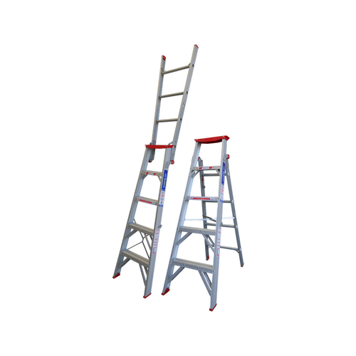 Indalex 1.5-2.6m 150kg Industrial Aluminium Tradesman Dual Purpose Step ...