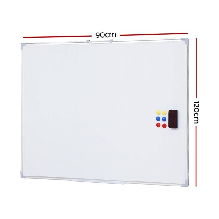Magnetic Whiteboard 90x120cm Erase Board Marker Eraser Tray Home Office ...