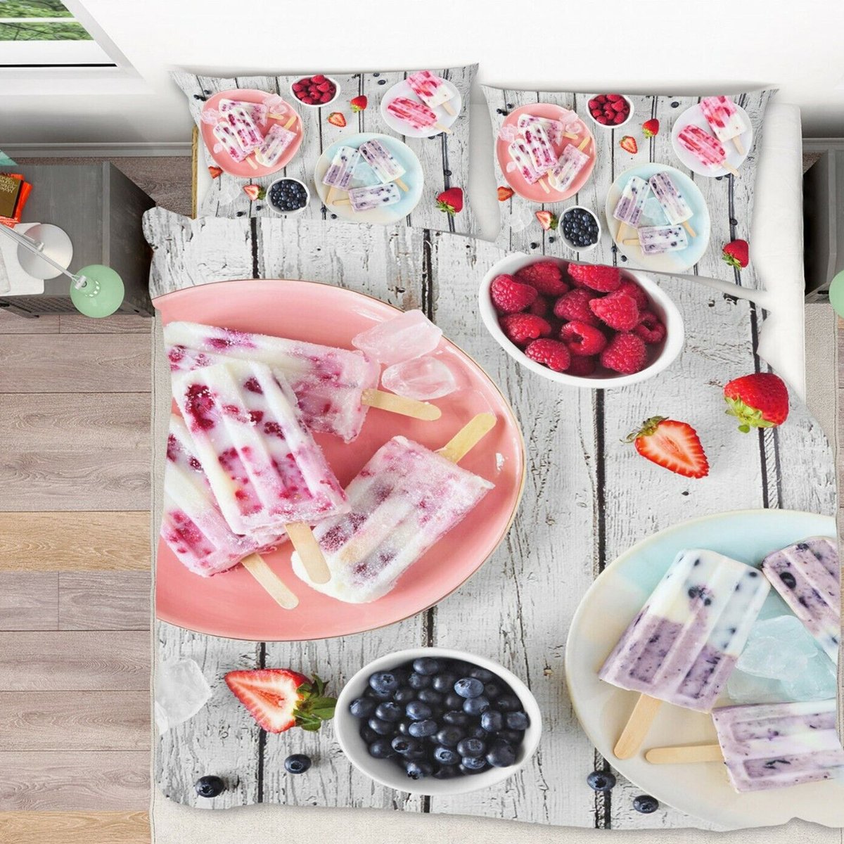 3D Ice Cream 328 Bed Pillowcases Quilt King Size - Bunnings Australia