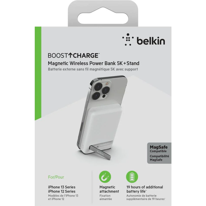 Belkin Charge 5K Magnetic Wireless Power Bank+Stand - White - Bunnings ...