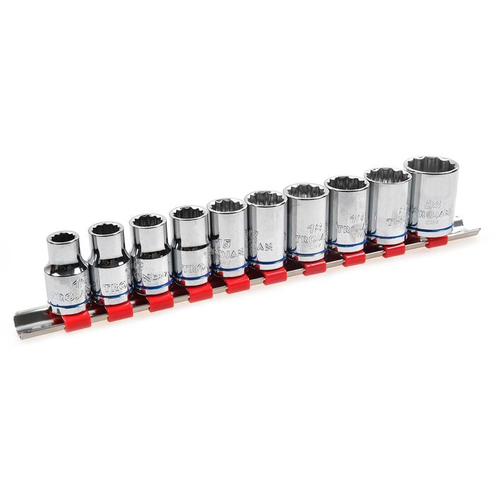 Trojan 10 Piece Socket Rail Set 1/2" - Bunnings Australia