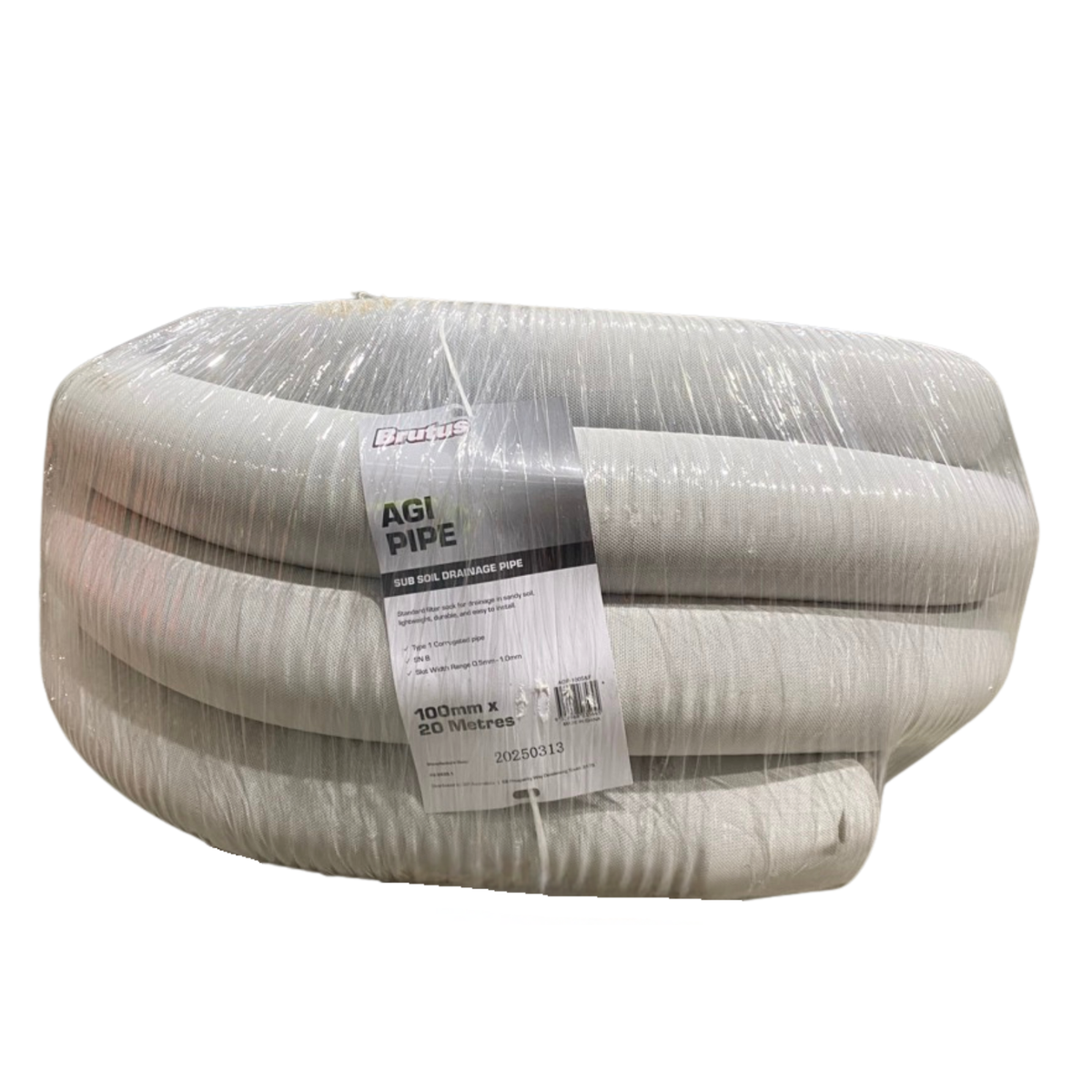 Brutus 100mm x 20m Slotted And Socked Agi Pipe - Bunnings Australia
