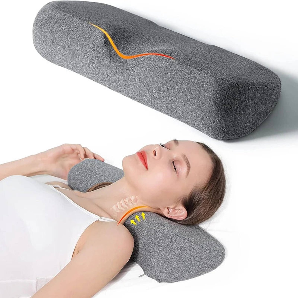 NNEOBA Memory Foam Cervical Pillow Orthopedic Contour Support Grey ...