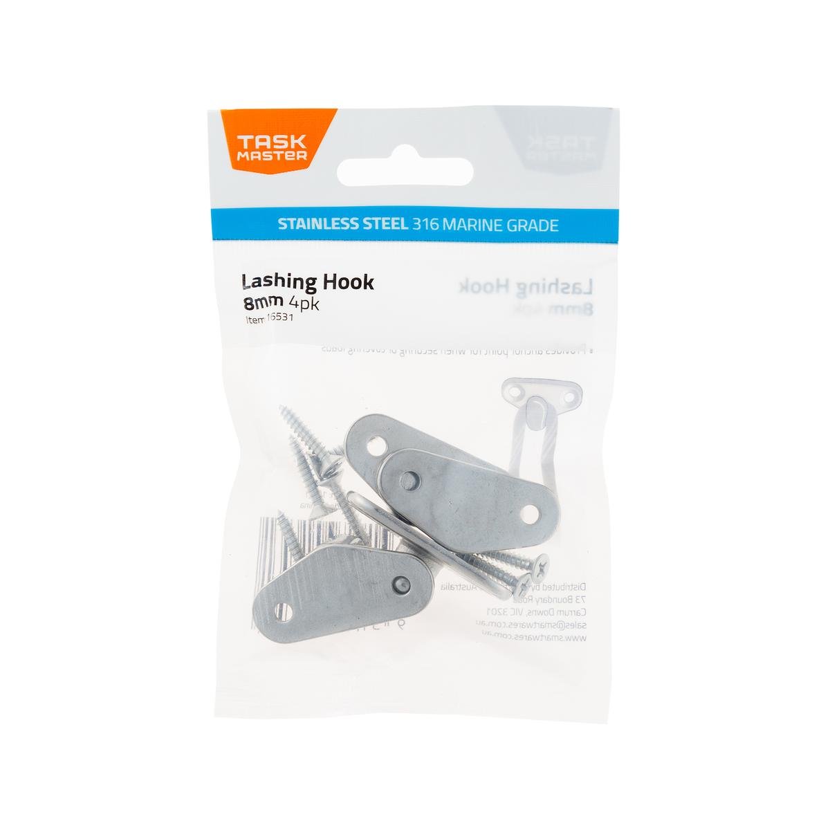 Taskmaster 8mm Stainless Steel Lashing Hook - 4 Pack - Bunnings Australia