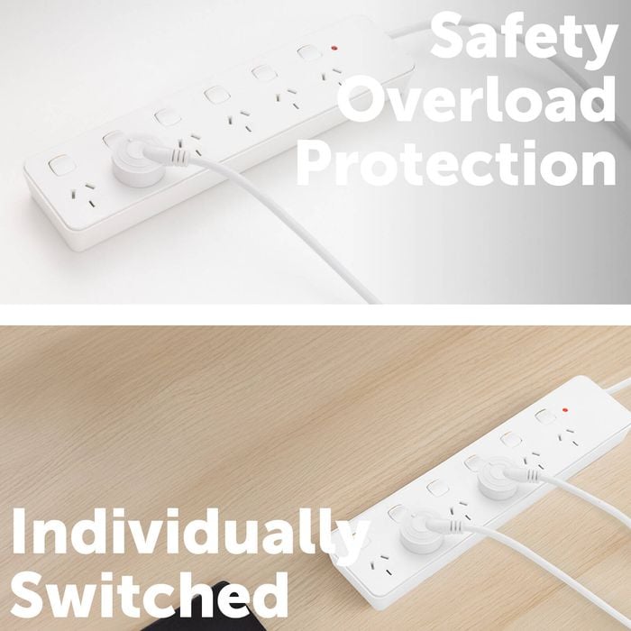 Click 6 Outlet Individually Switched Surge Powerboard With Child Safety ...