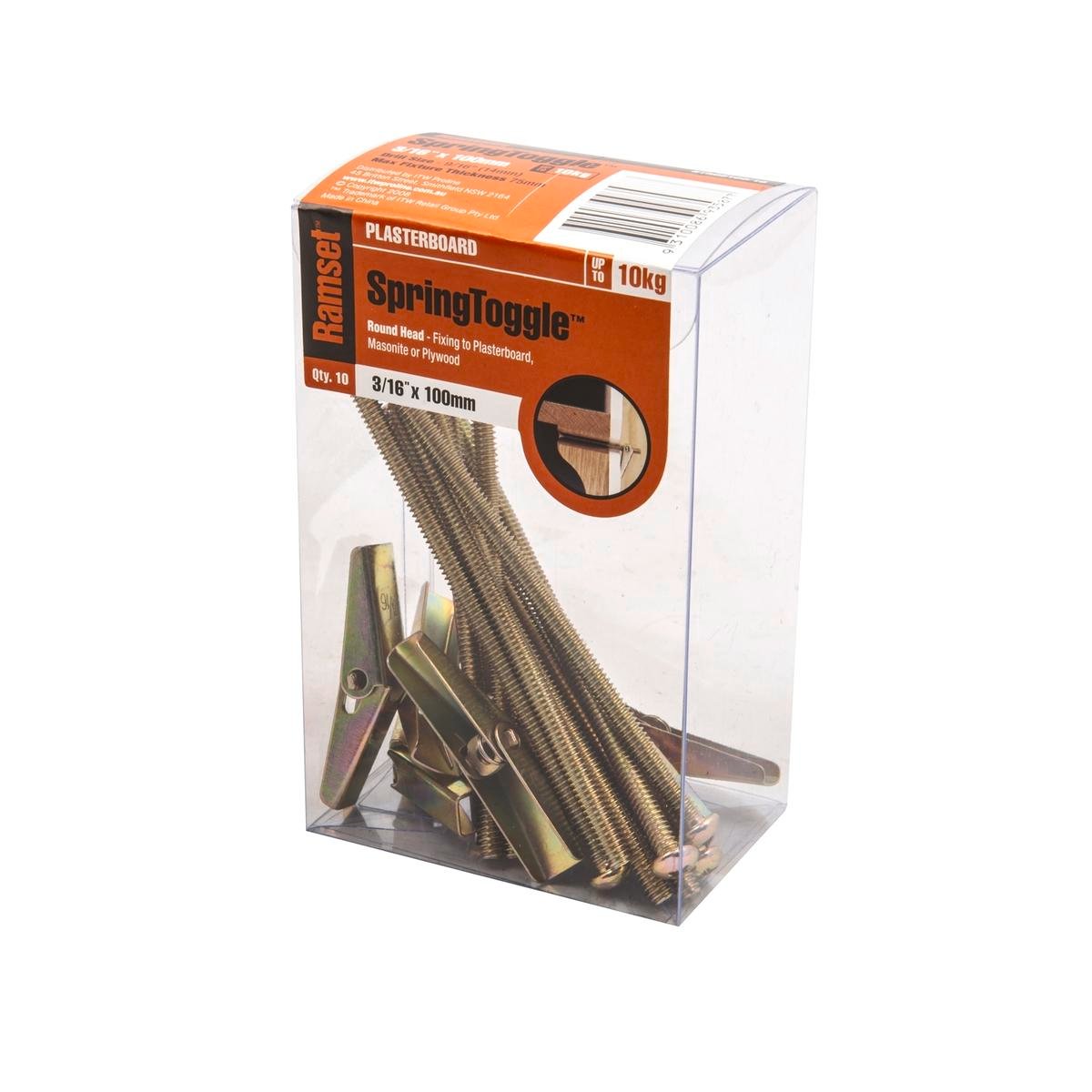 Ramset 3/16" x 100mm Round Head Spring Toggle - 10 Pack - Bunnings ...