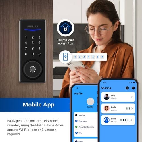 Philips Nickel EasyKey Fingerprint Deadbolt Door Lock With Mechanical ...