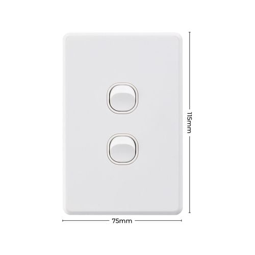 DETA White Matte S-line Double Vertical Wall Switch - Bunnings Australia