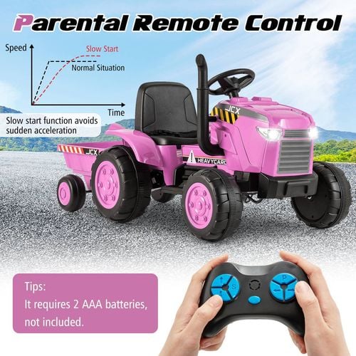 Costway 12V Kids Ride On Tractor Remote Control Pink - Bunnings Australia