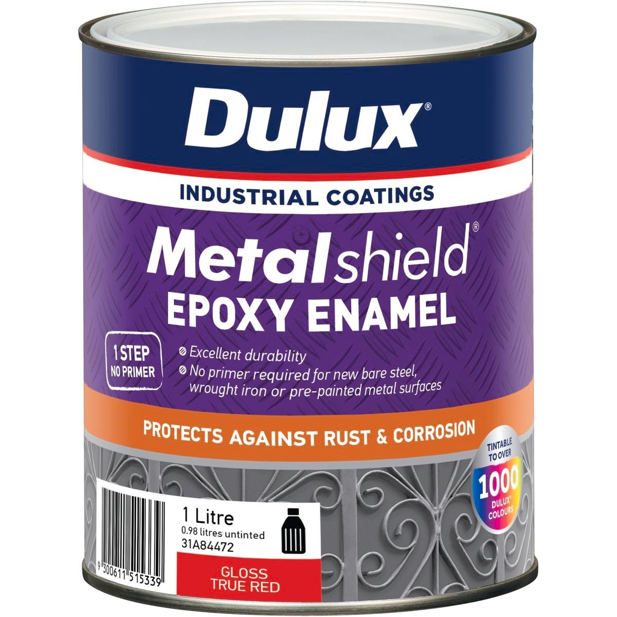 Dulux 1L Metalshield Epoxy Enamel Gloss Paint True Red - Bunnings Australia